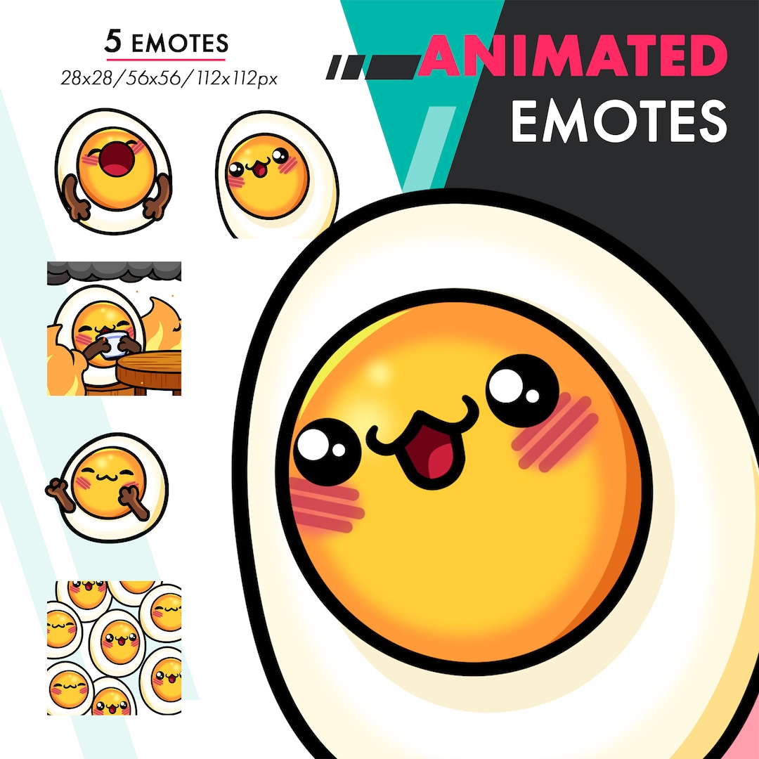 Animated Boiled Egg Emotes Pack, 5 Cute Egg Wiggle, Raid, This is Fine ...