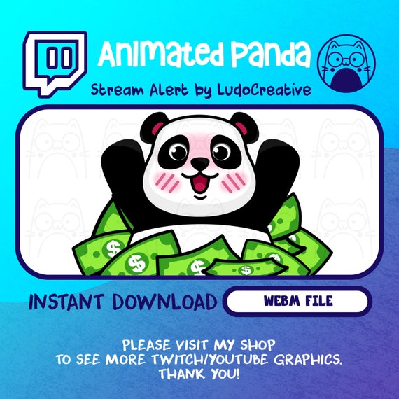 Animated Cute Panda Twitch Alert for Subscribe Donation Cheer | Etsy