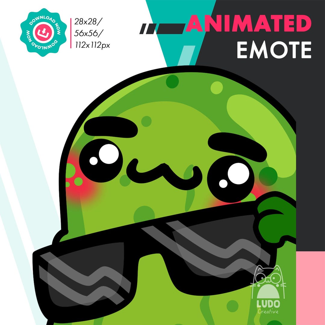 Animated Pickle Sunglasses With Thick Eyebrows Emote, Cute Cucumber ...