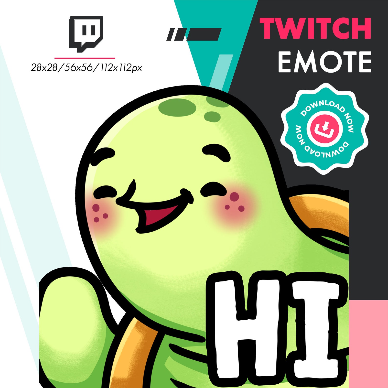 Twitch Turtle Emote | Cute Tortoise Hi Emote for Twitch Youtube Discord ...