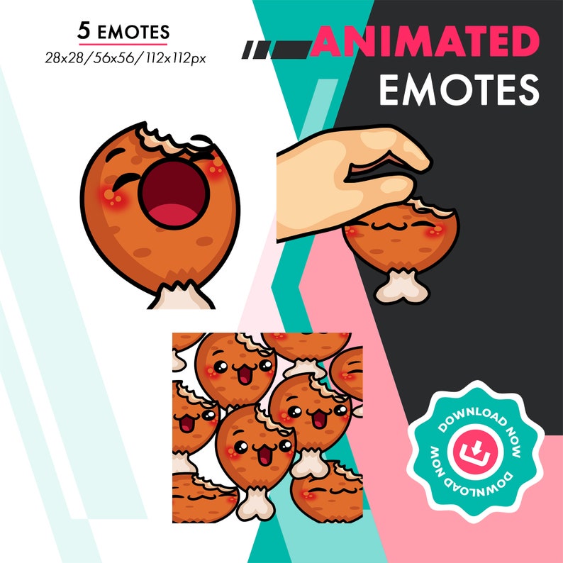 Animated Chicken Thigh Emotes Pack, 5 Cute Fried Chicken Raid, POP ...