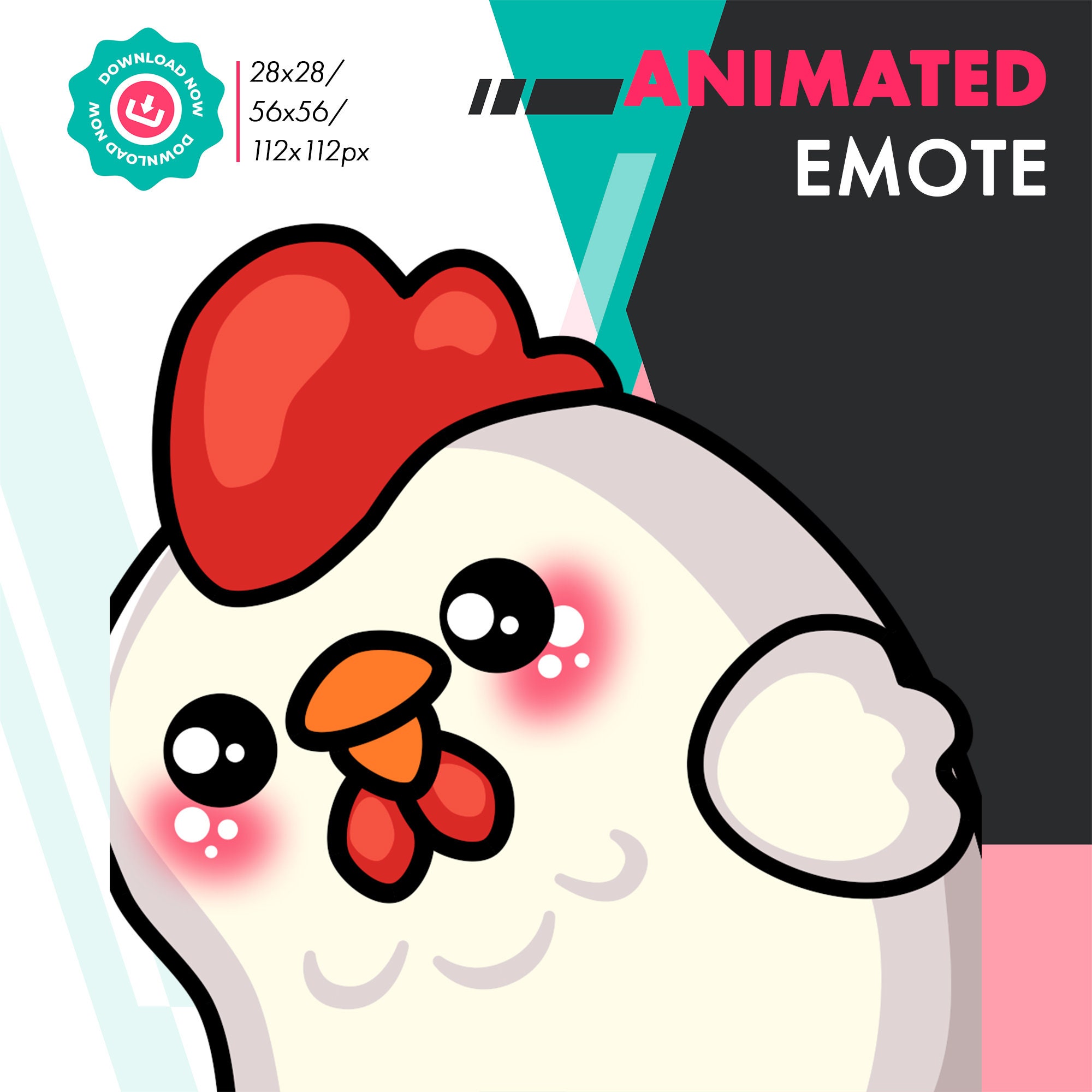 Animated Bobble Emote, Cute Chicken Wiggle Emote for Twitch Youtube ...