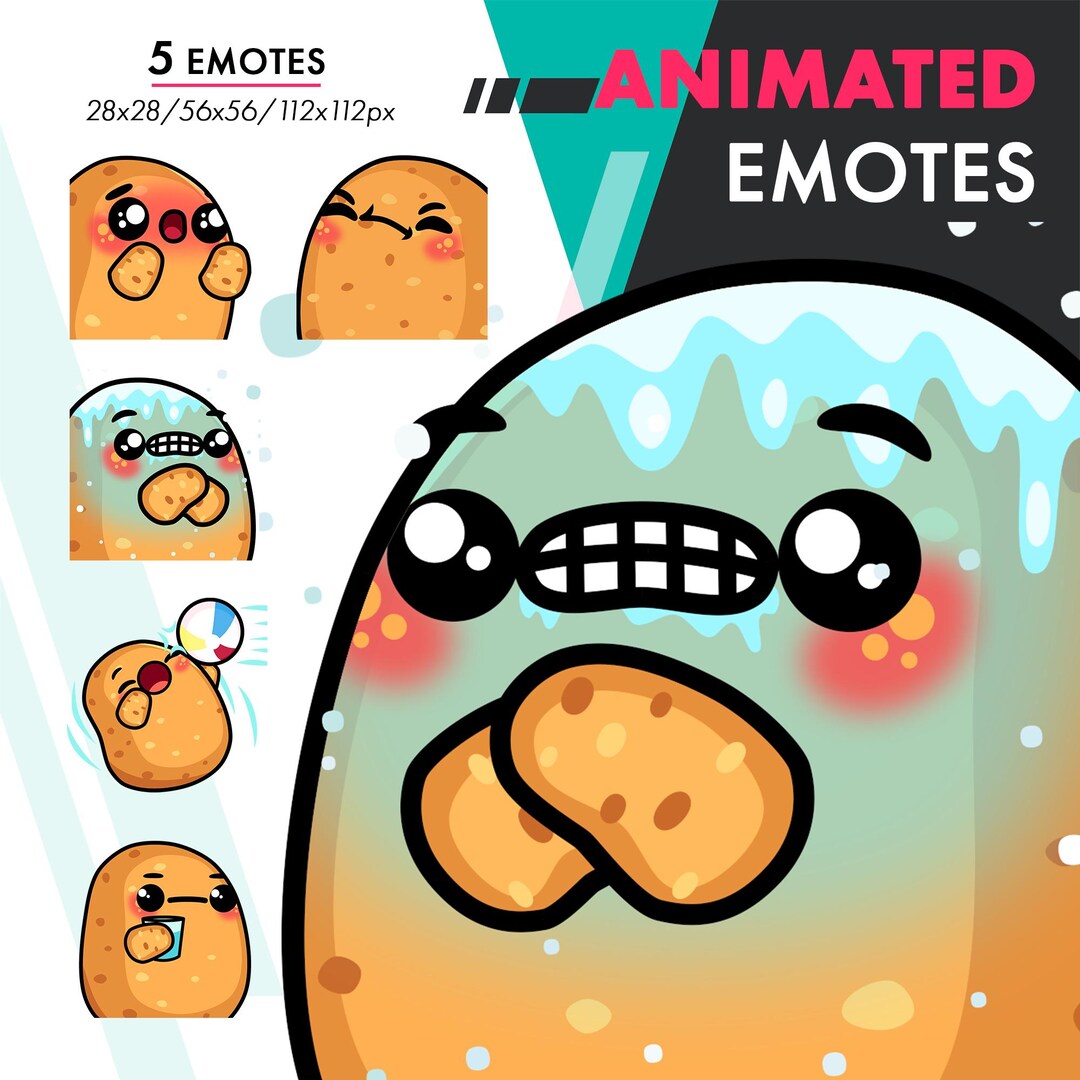 Animated Potato Emotes Pack 15, 5 Cute Potato Uppies, Cold, No Emote ...
