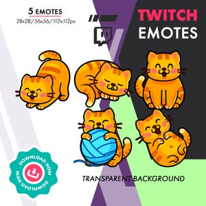 Twitch Cat Emotes Set | 5 Cute Chibi Cat Emotes Pack for Youtube ...