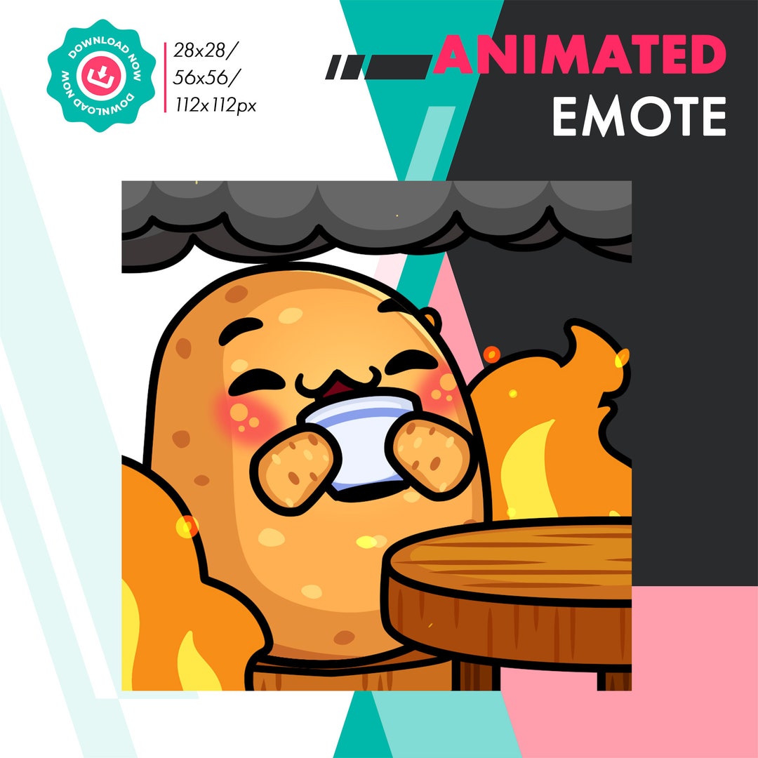 Animated This is Fine Emote, Cute Potato I'm Fine Emote for Twitch ...