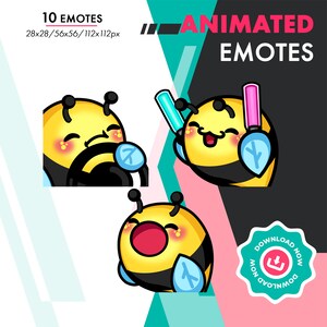 Animated Bee Emotes Pack, 10 Cute Wasp Steer, Dance, Pop Emote Set for ...
