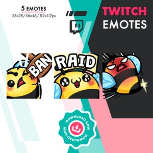 Bee Emote Pack 1, 5 Cute Chibi Wasp Emotes Pack for Youtube Discord ...