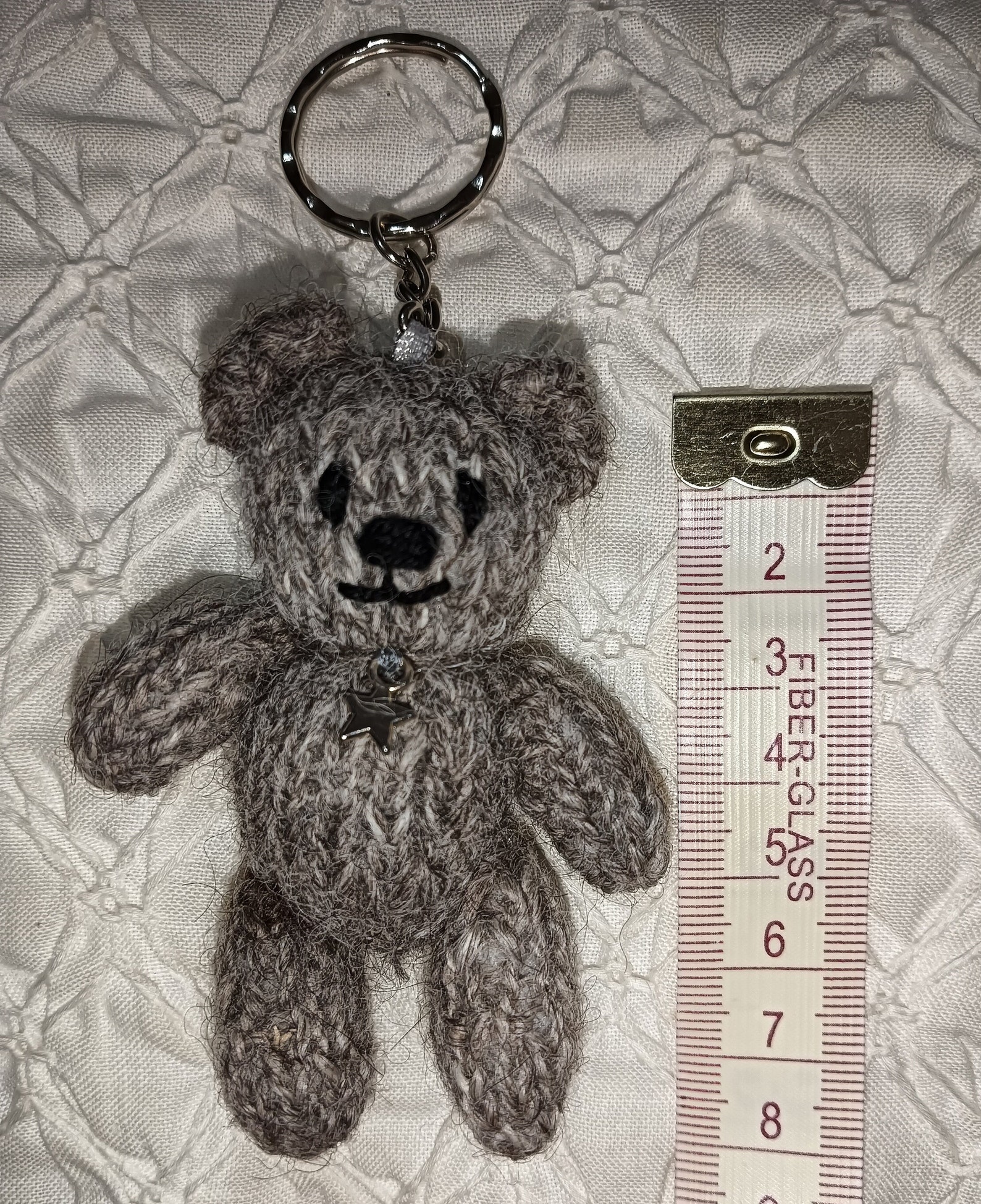 Hand Knitted Mini Teddy Bear Key Ring From Hand Spun Alpaca Wool With ...