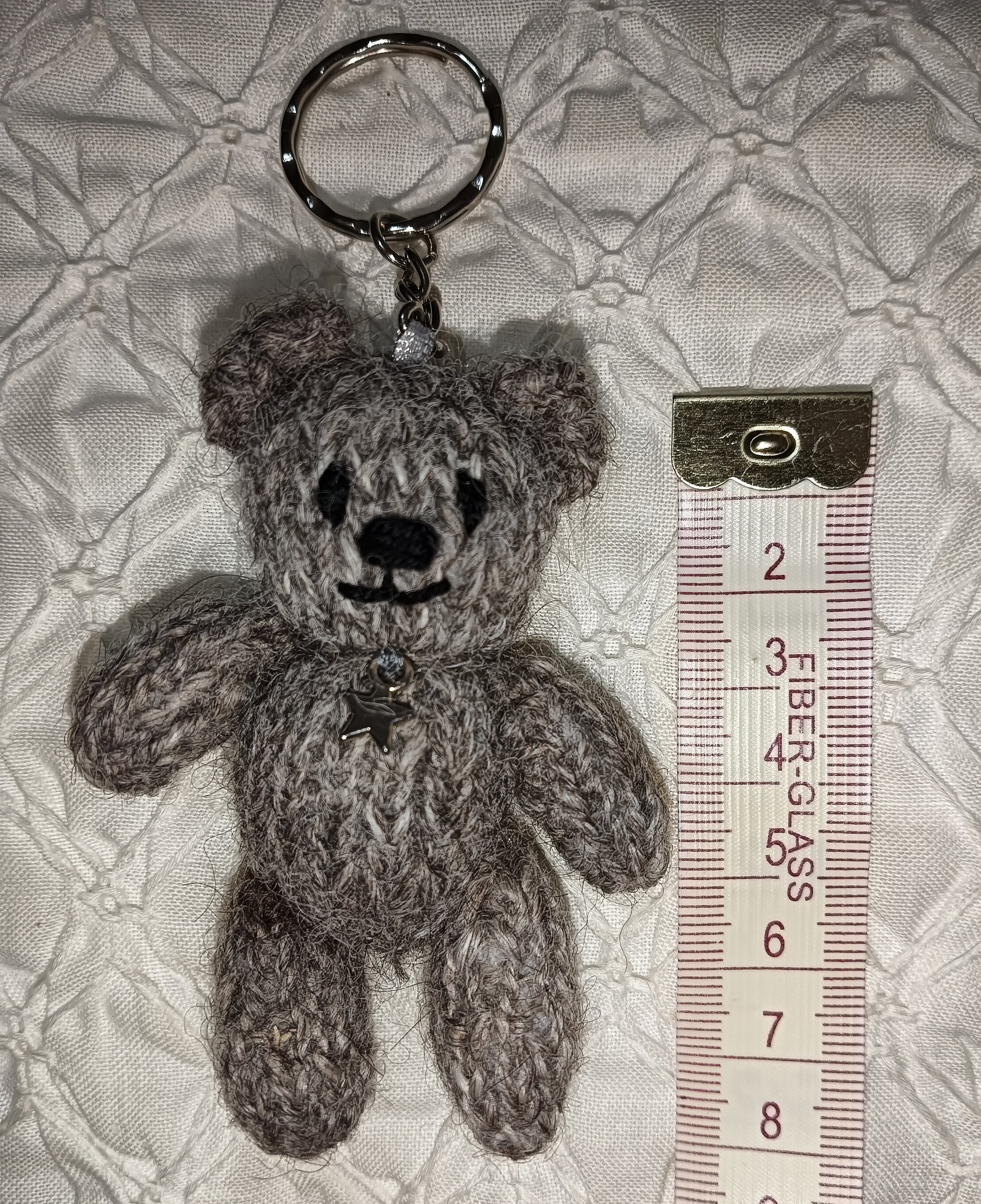 Hand Knitted Mini Teddy Bear Key Ring From Hand Spun Alpaca Wool With ...