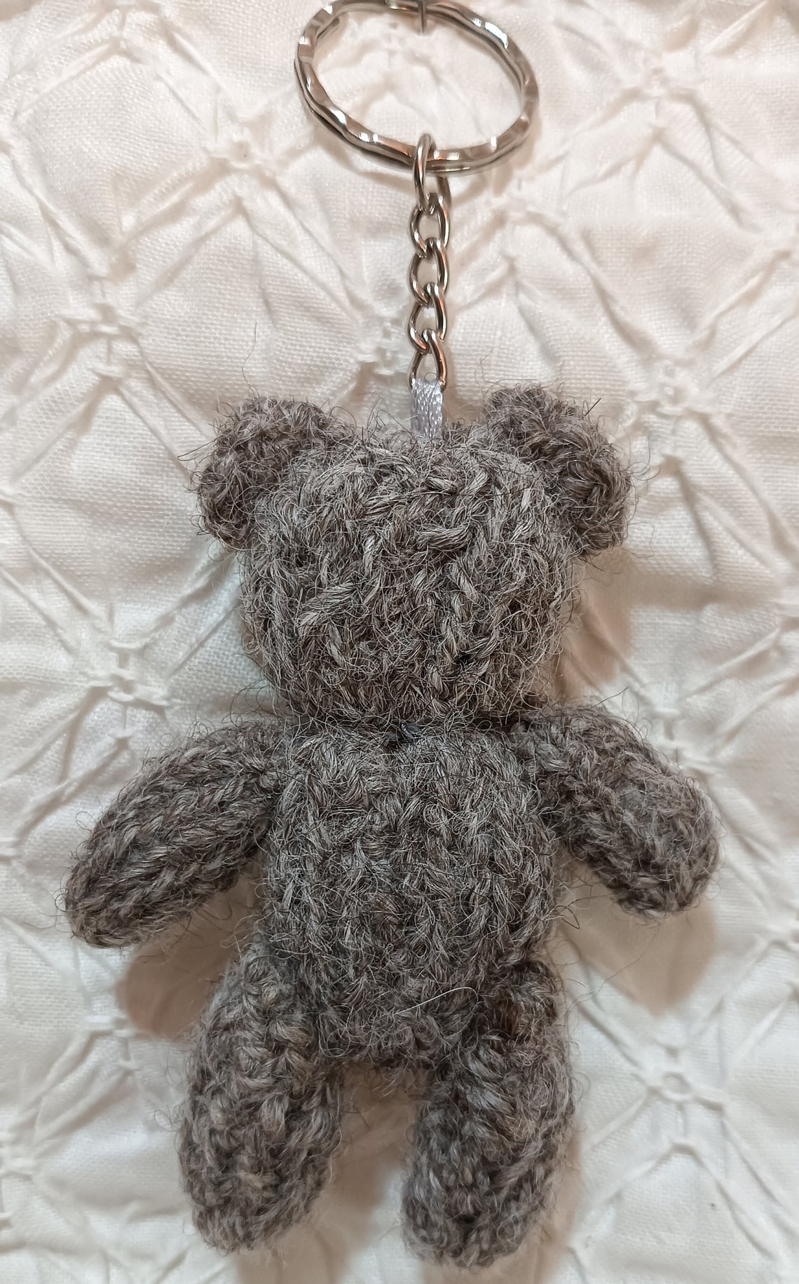 Hand Knitted Mini Teddy Bear Key Ring From Hand Spun Alpaca Wool With ...
