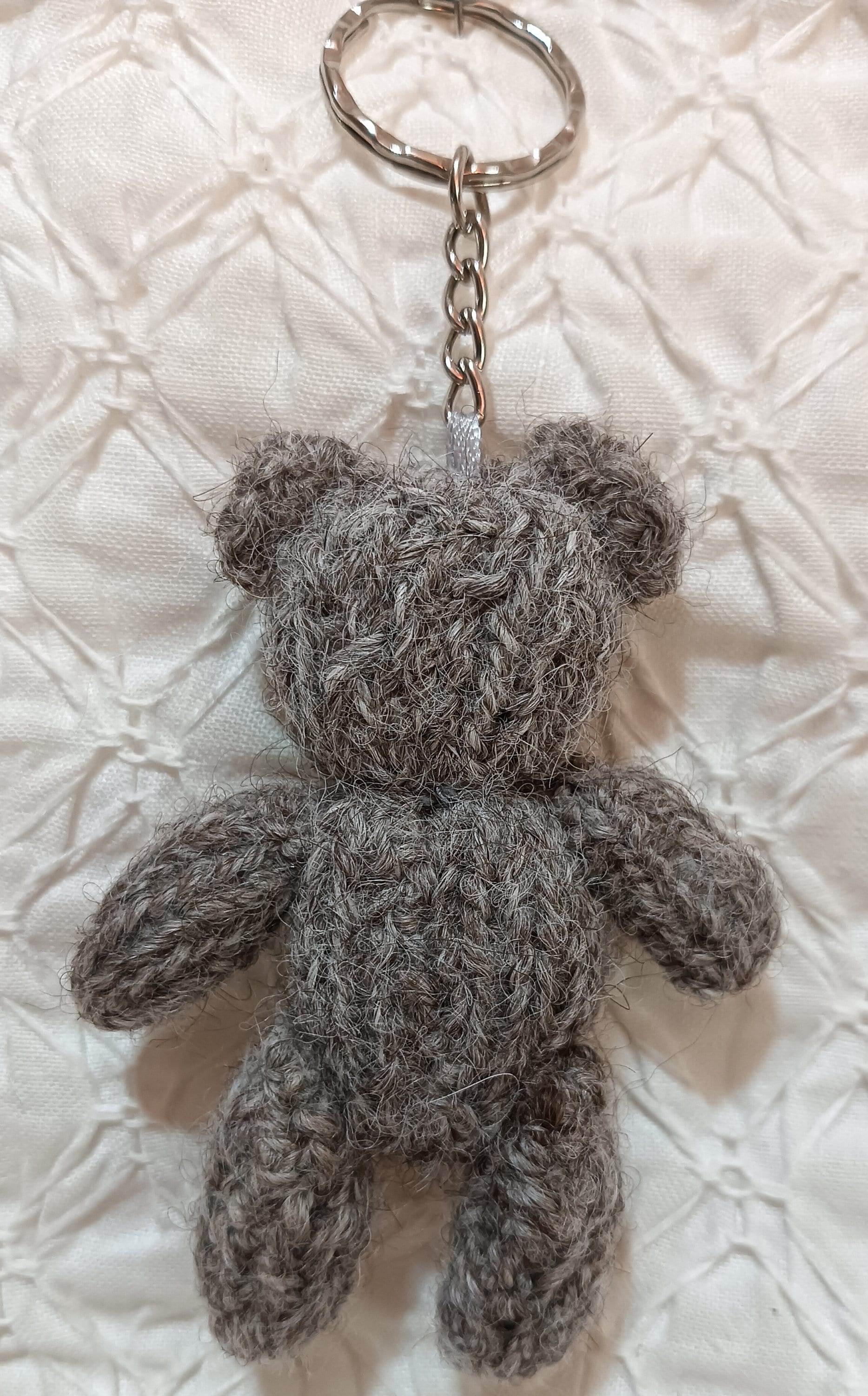 Hand Knitted Mini Teddy Bear Key Ring From Hand Spun Alpaca Wool With ...