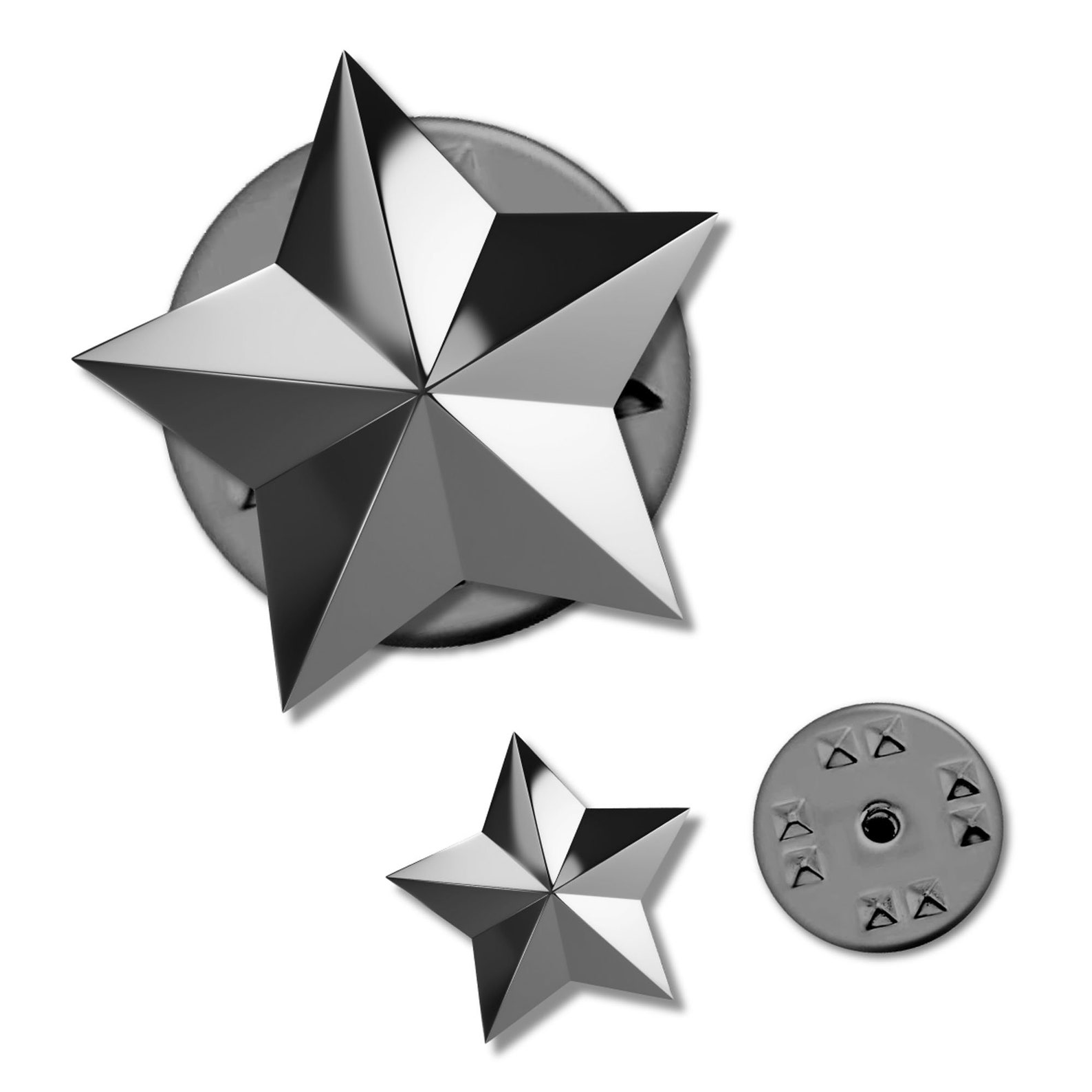 Pack of 10 X 3D Metal Star Badges - Available in Gold, Silver & Bronze ...