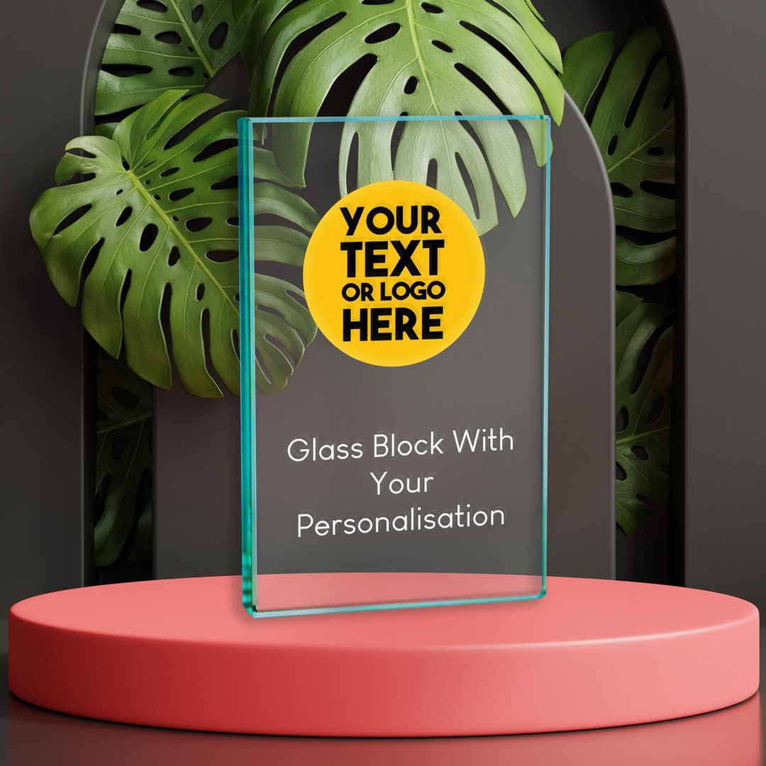 Custom Recognition Glass Block Personalised With Your Logo & Text ...