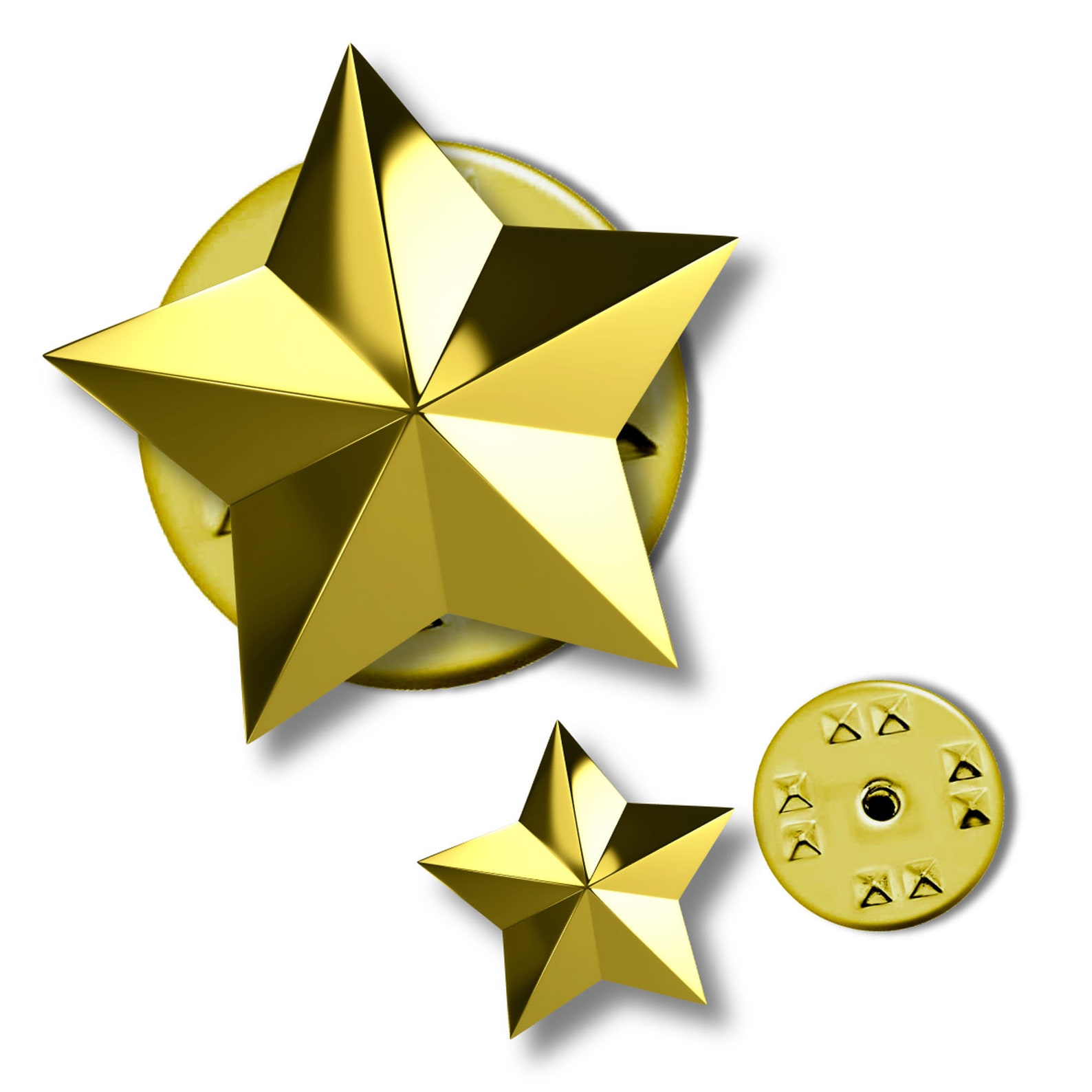 Pack of 10 X 3D Metal Star Badges - Available in Gold, Silver & Bronze ...