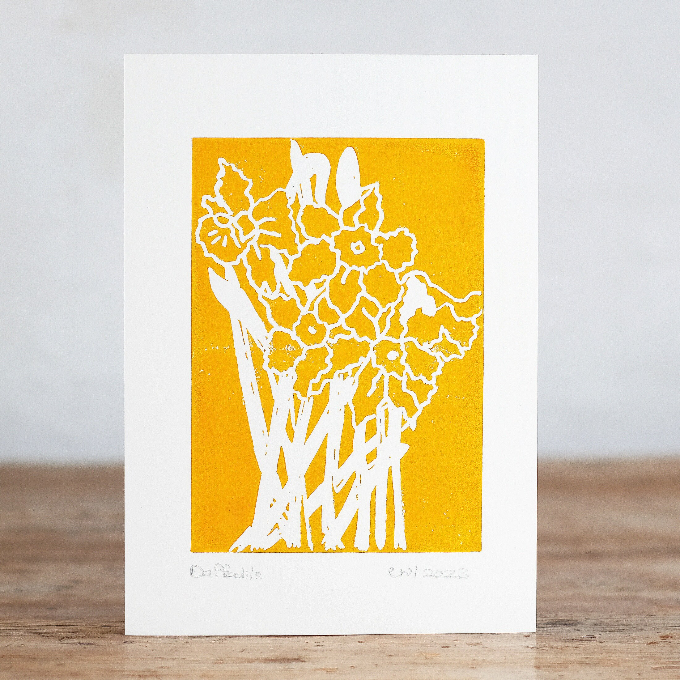 Daffodil Print. Original, Handprinted Linocut. - Etsy