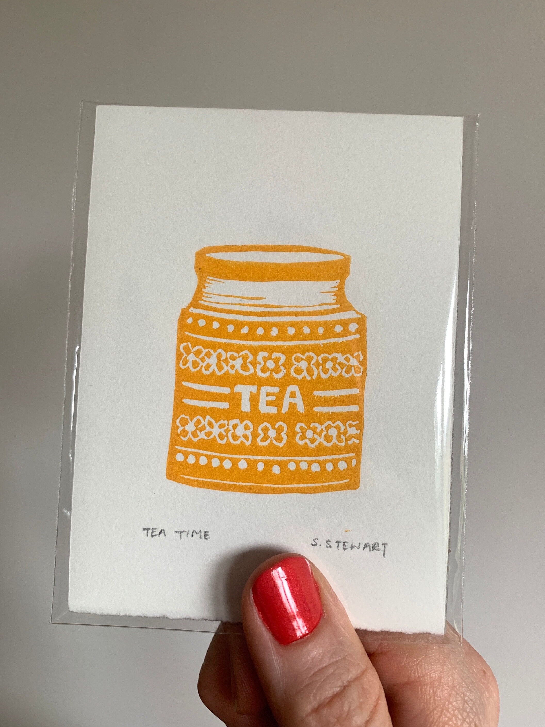 Hornsea tea caddy linocut print — Sally-Anne Stewart Printmaker