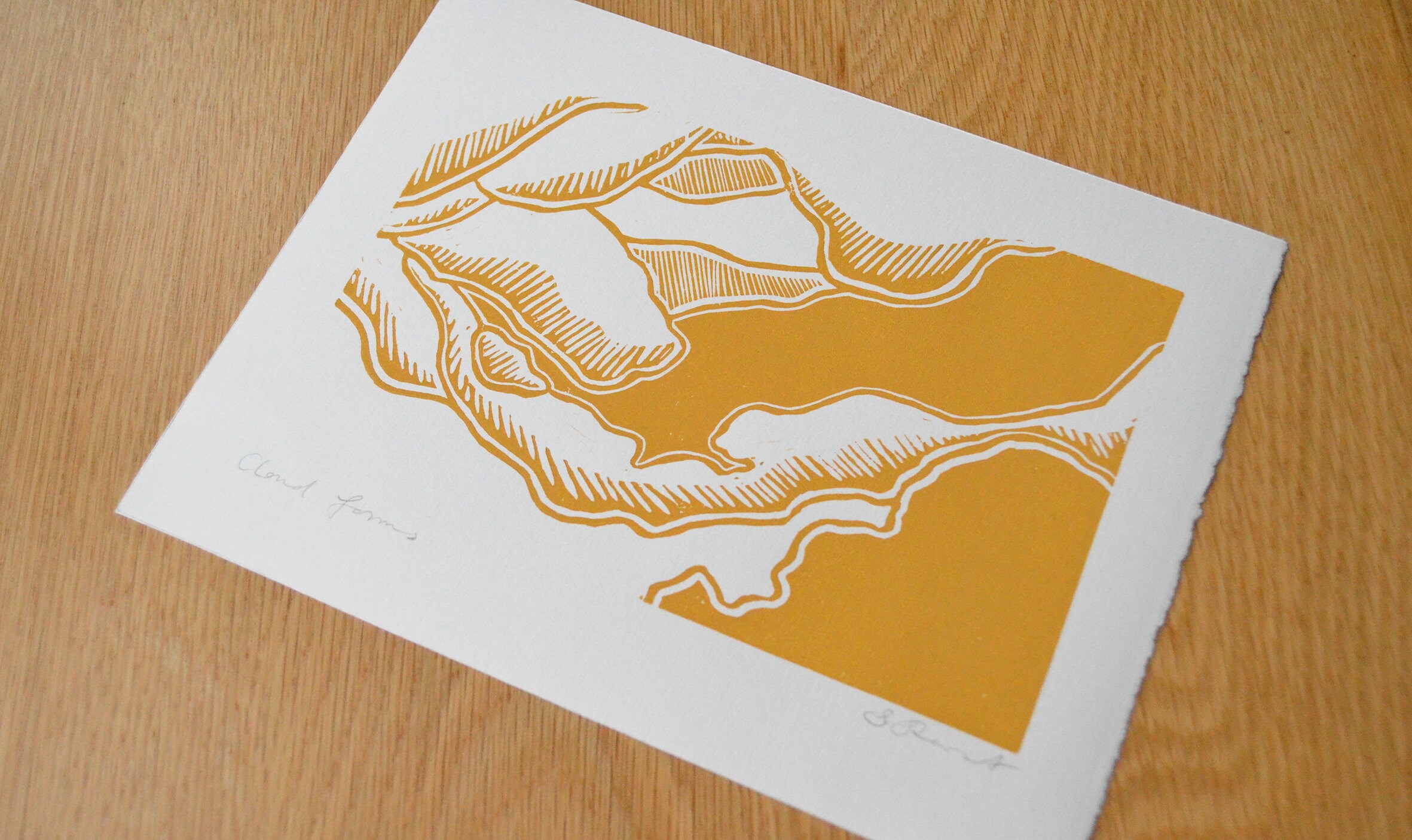 Cloud forms linocut print — Sally-Anne Stewart Printmaker
