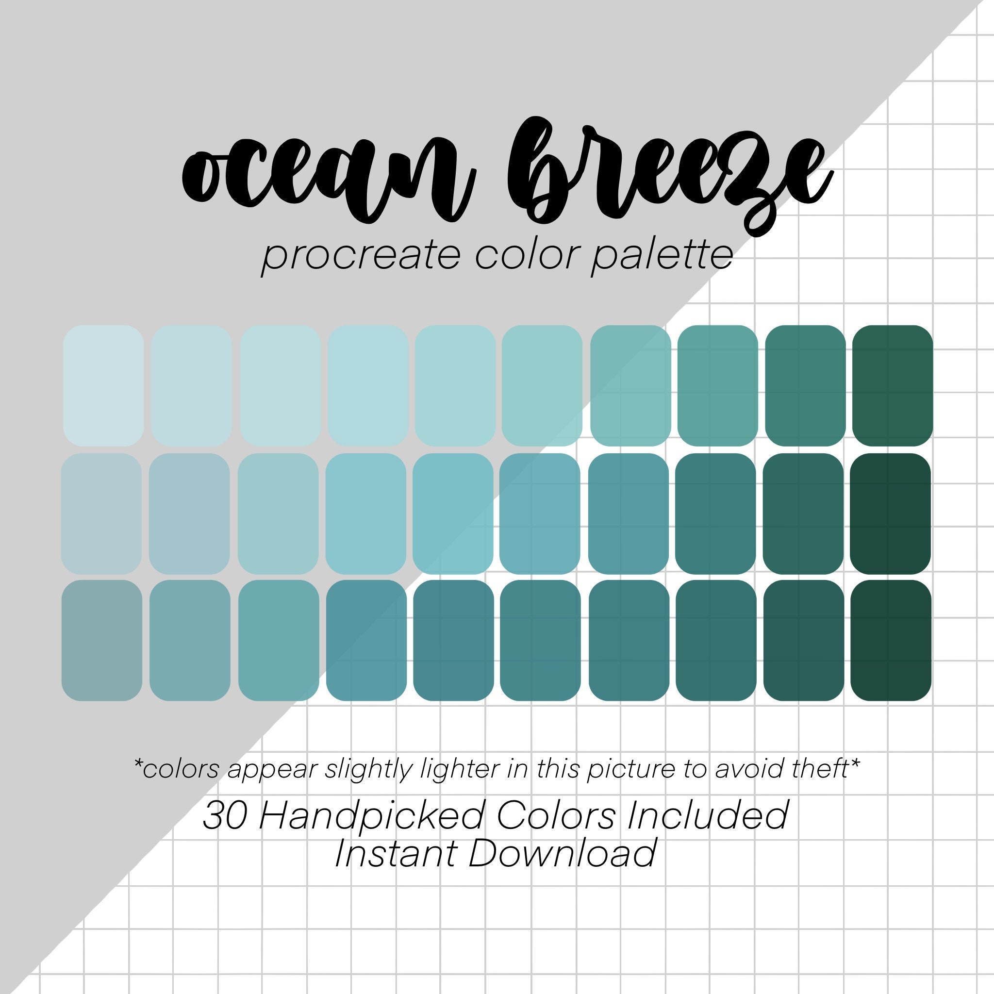 Ocean Breeze Procreate Color Palette (30 Colors) | Swatches | iPad ...