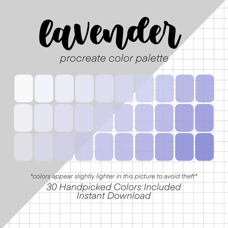Lavender Procreate Color Palette (30 Colors) | Swatches | iPad ...