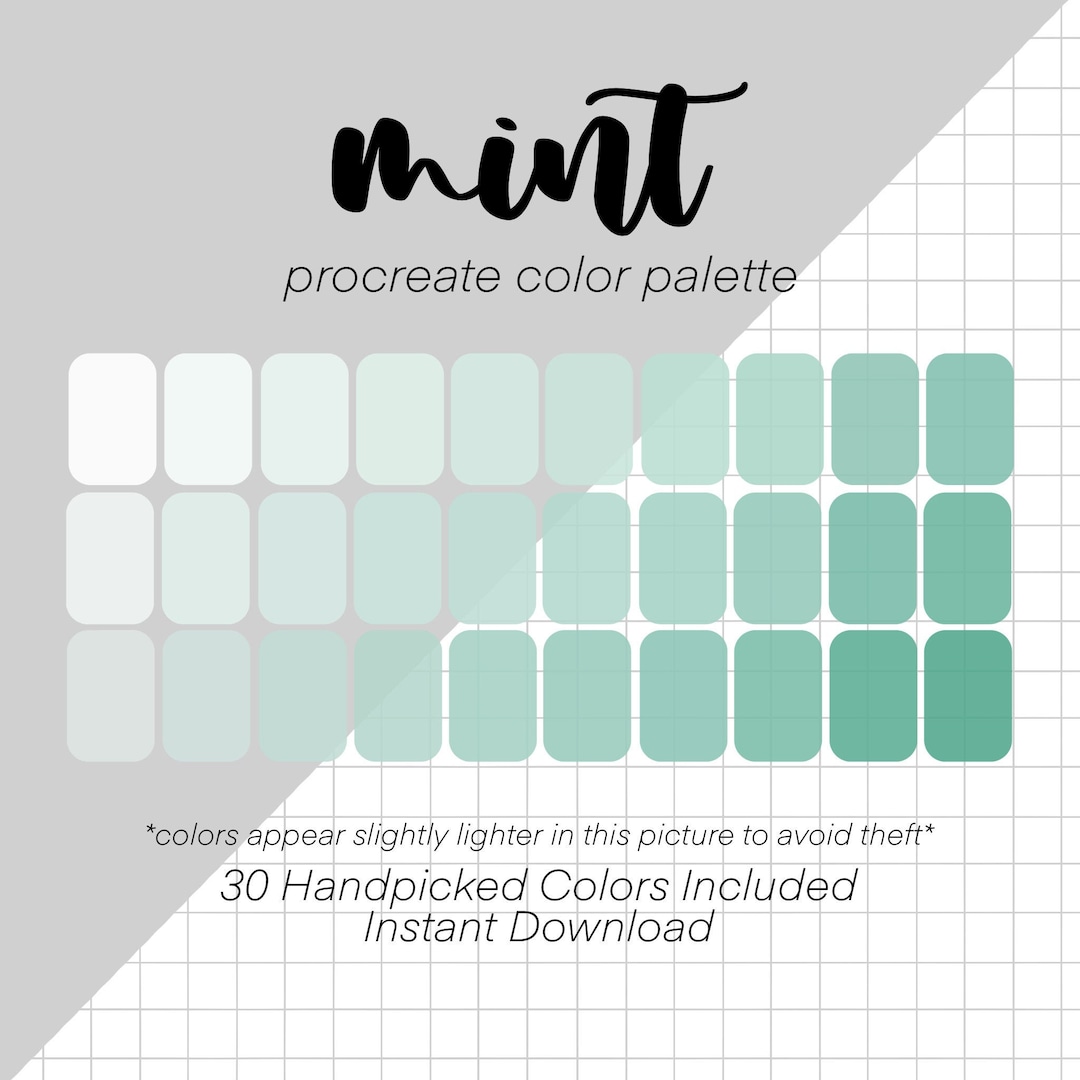 Mint Procreate Color Palette (30 Colors) | Swatches | iPad Lettering ...