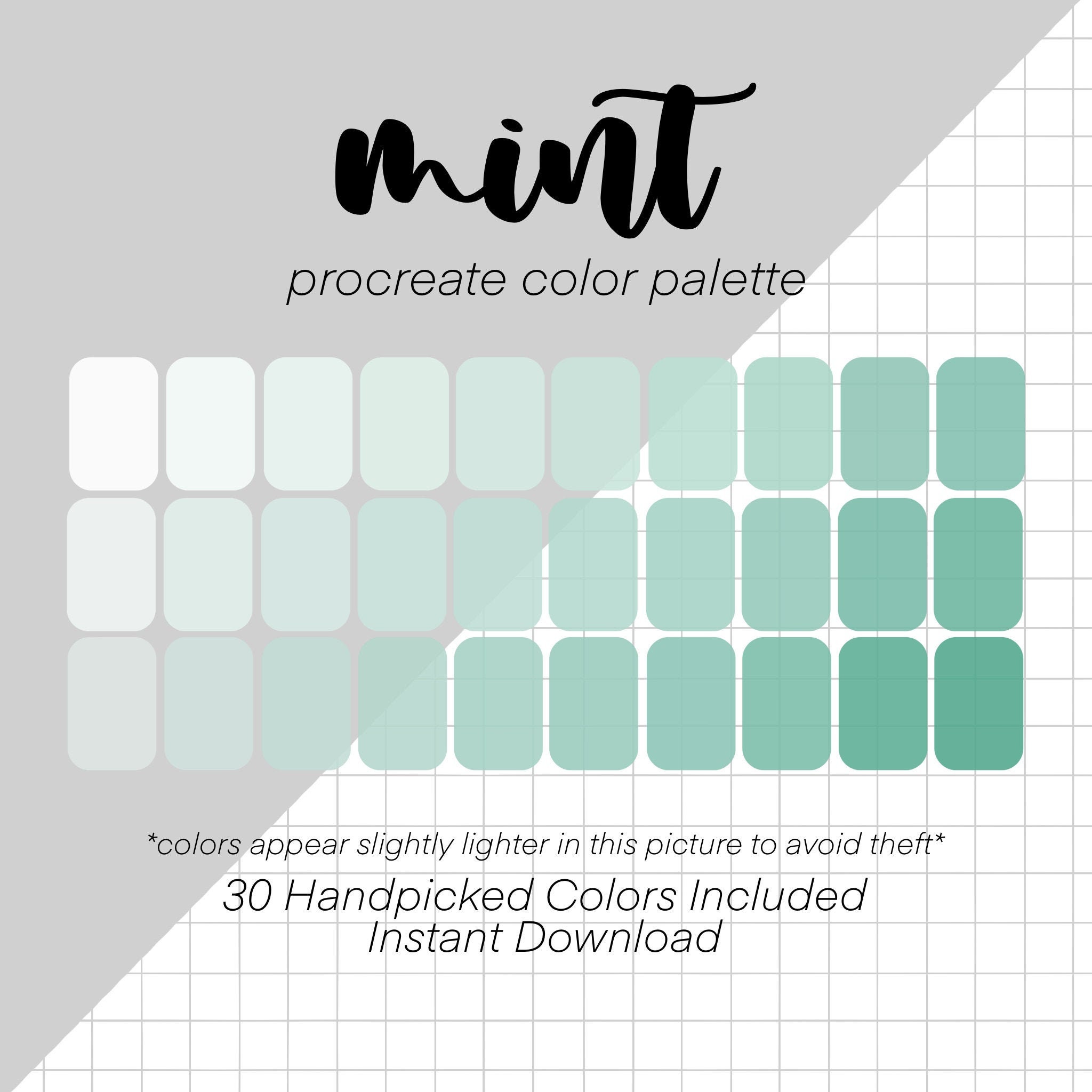 Mint Procreate Color Palette 30 Colors Swatches Ipad Lettering