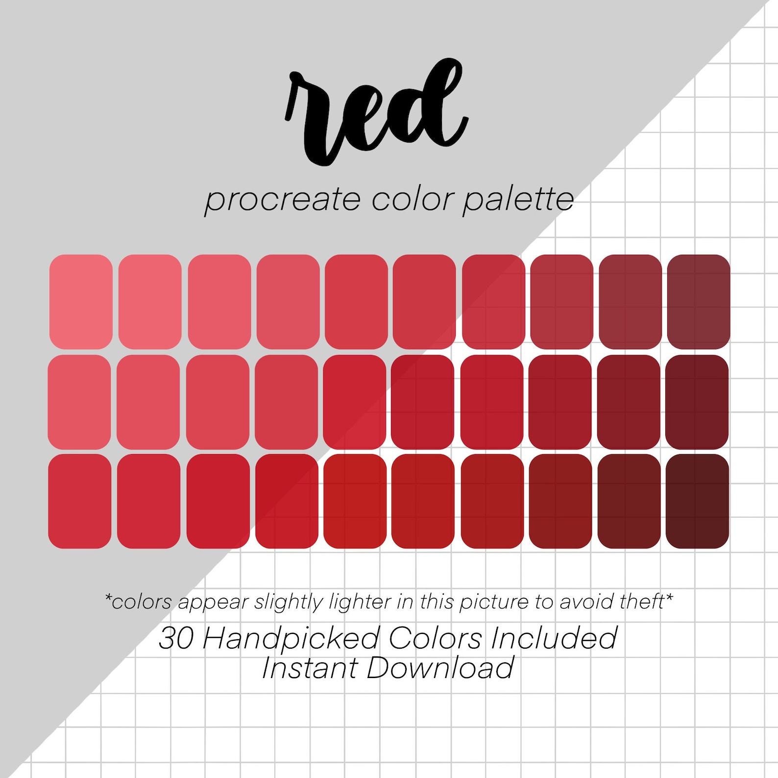 Red Procreate Color Palette (30 Colors) | Swatches | iPad Lettering ...