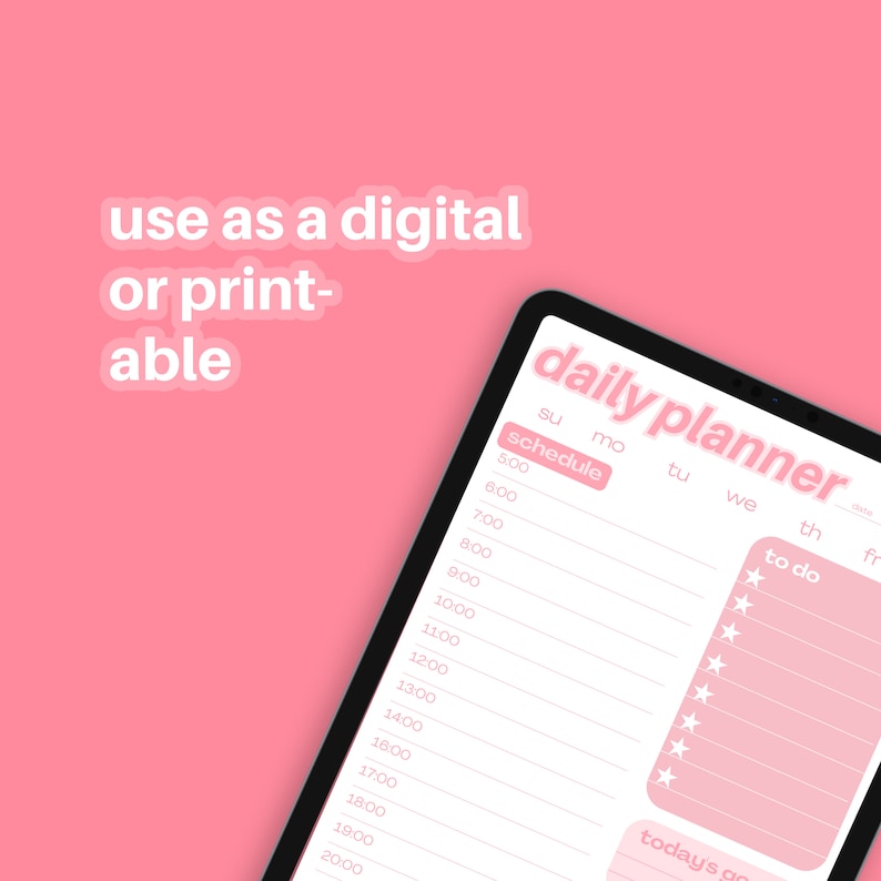 Pink Daily Planner for Everyday Use Printable Minimal - Etsy