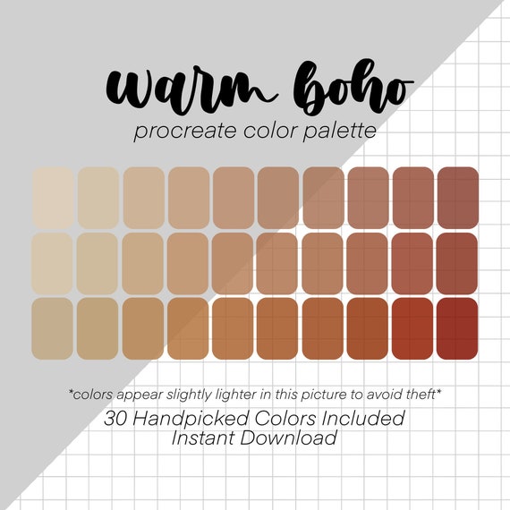 Warm Boho Procreate Color Palette 30 Colors Swatches | Etsy