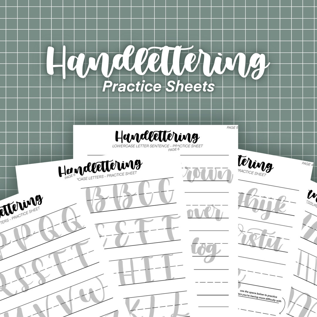 Handlettering Calligraphy Practice Sheets 8 Total Beginner - Etsy