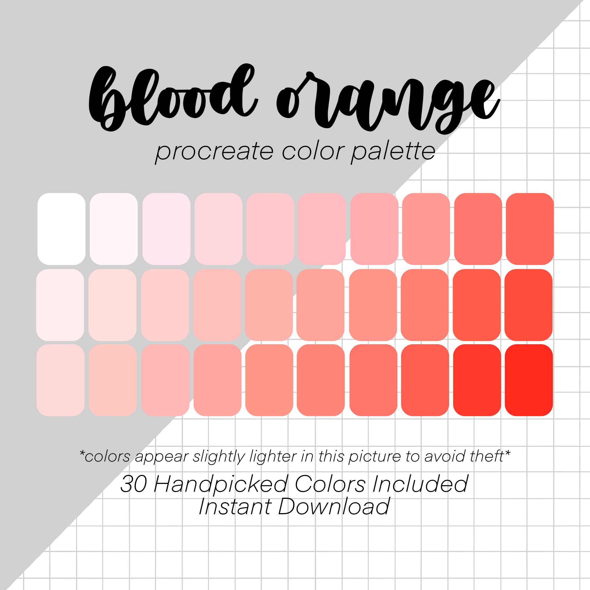 Blood Orange Procreate Color Palette (30 Colors) | Swatches | iPad ...
