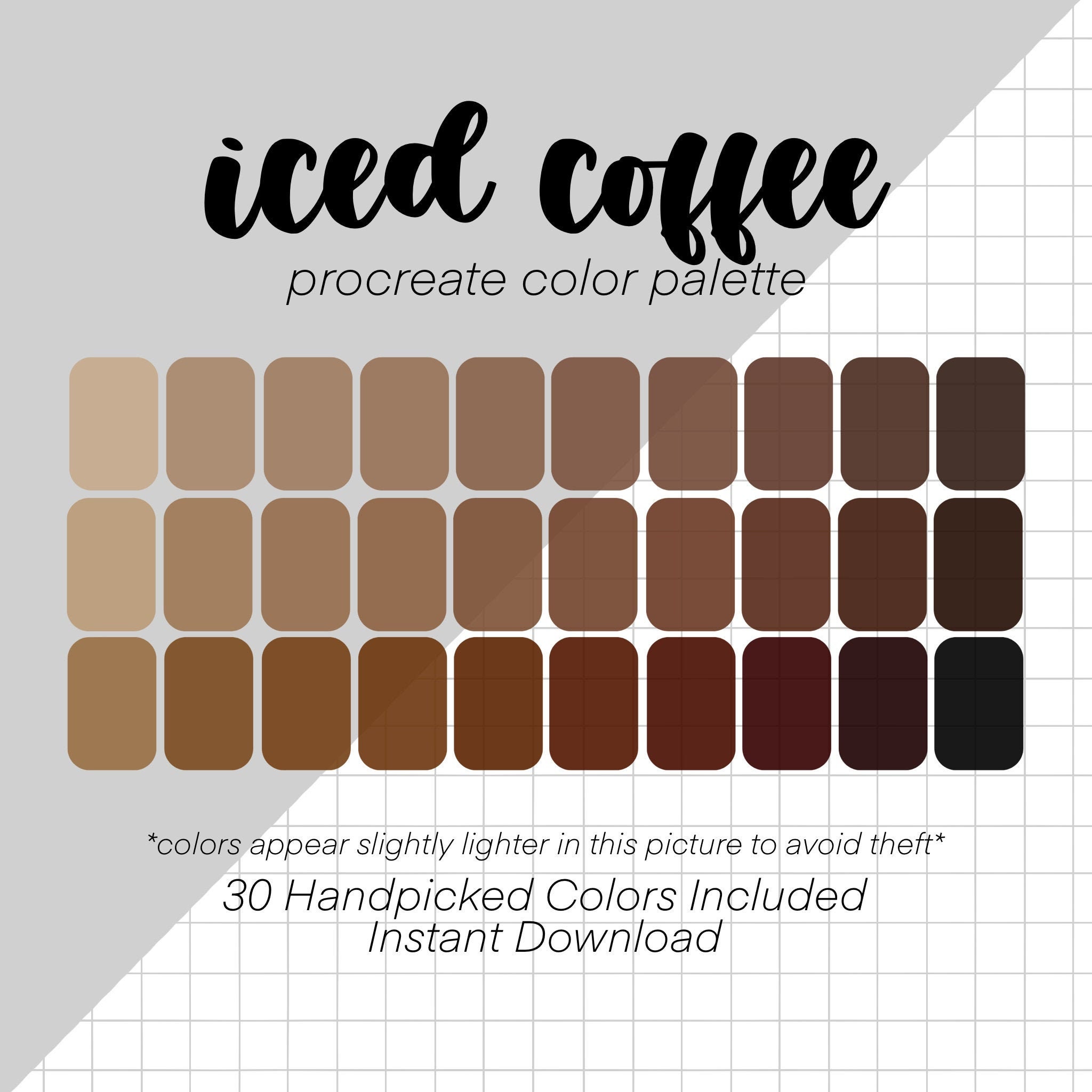 Iced Coffee Procreate Color Palette (30 Colors) | Swatches | iPad ...