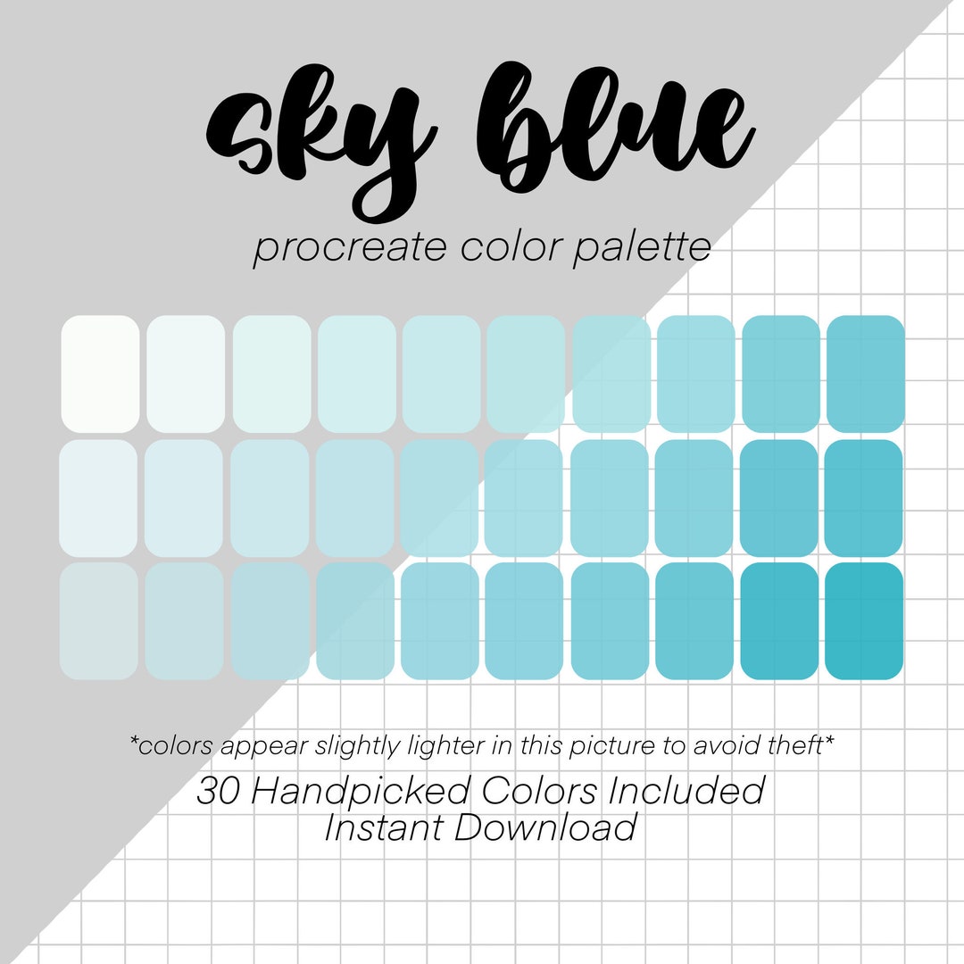 Sky Blue Procreate Color Palette (30 Colors) | Swatches | iPad ...