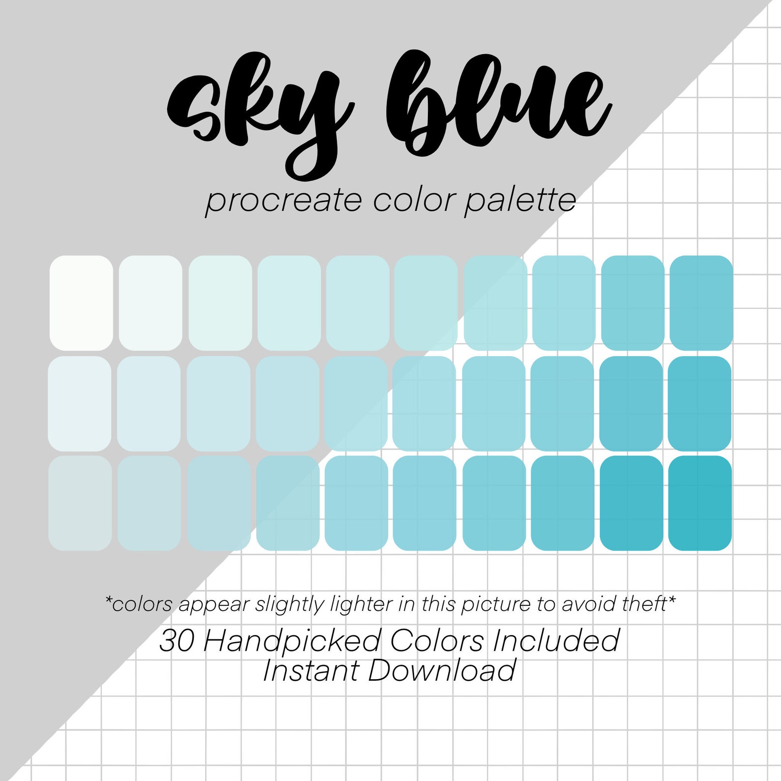 Sky Blue Procreate Color Palette (30 Colors) | Swatches | iPad ...