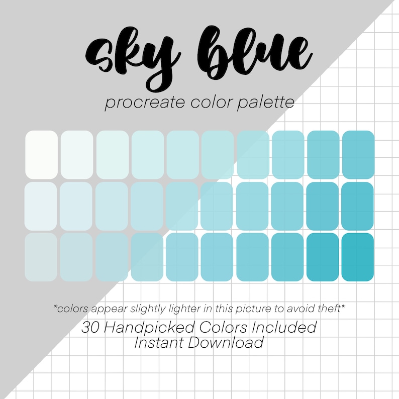 Sky Blue Procreate Color Palette (30 Colors) | Swatches | iPad ...