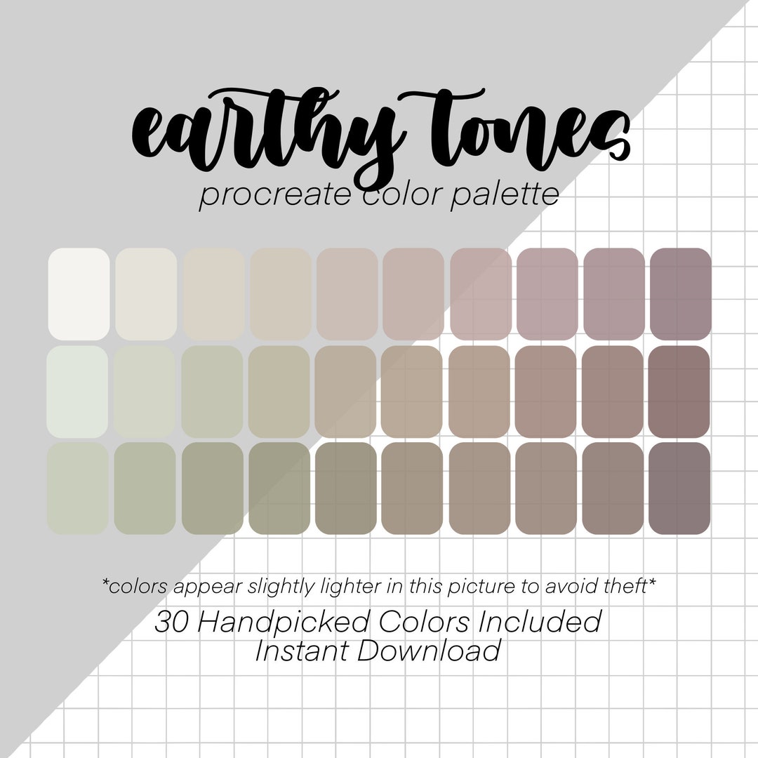 Earthy Tones Procreate Color Palette (30 Colors) | Swatches | iPad ...