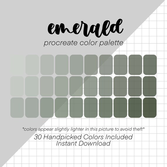 Emerald Procreate Color Palette 30 Colors Swatches Ipad | Etsy