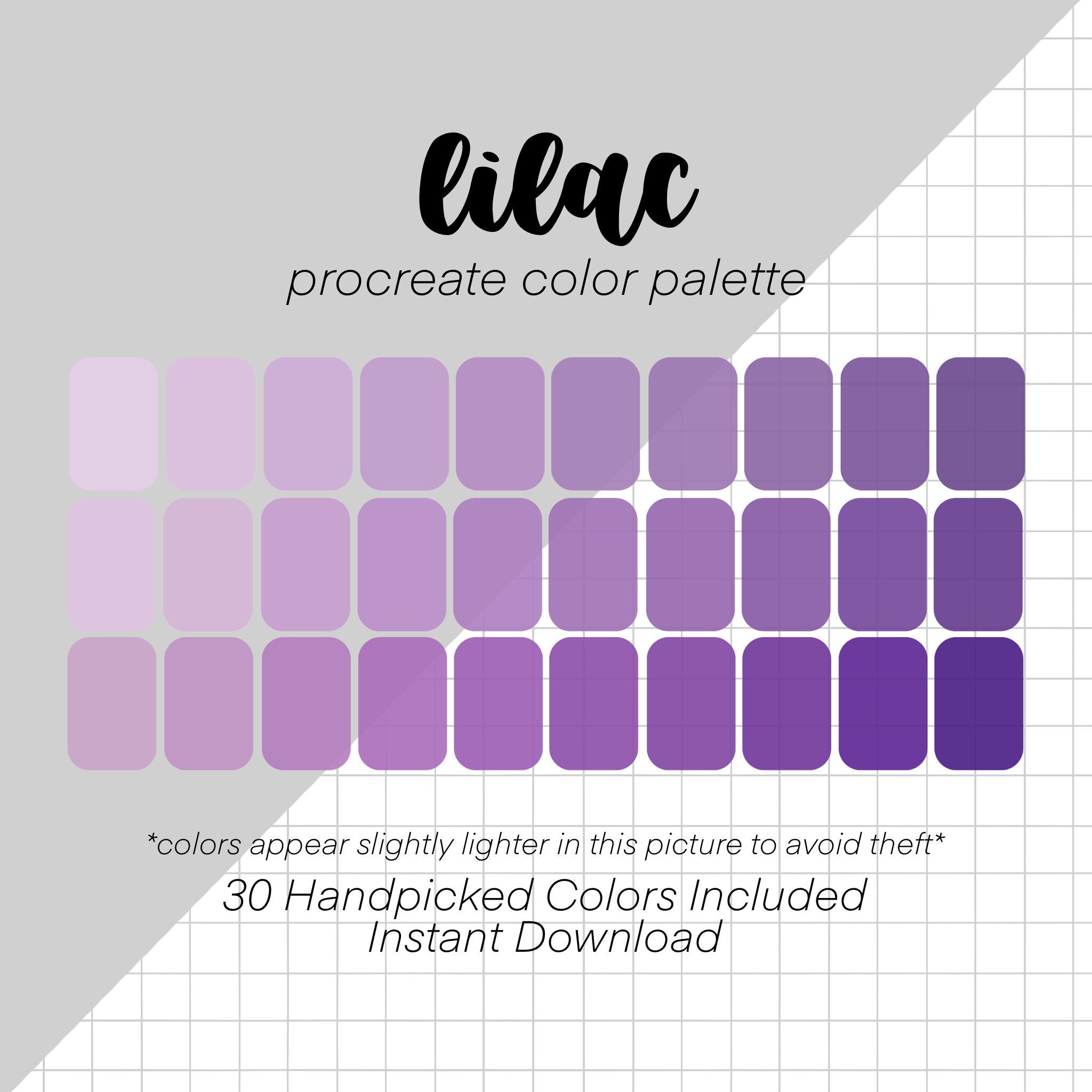 Lilac Procreate Color Palette (30 Colors) | Swatches | iPad Lettering ...