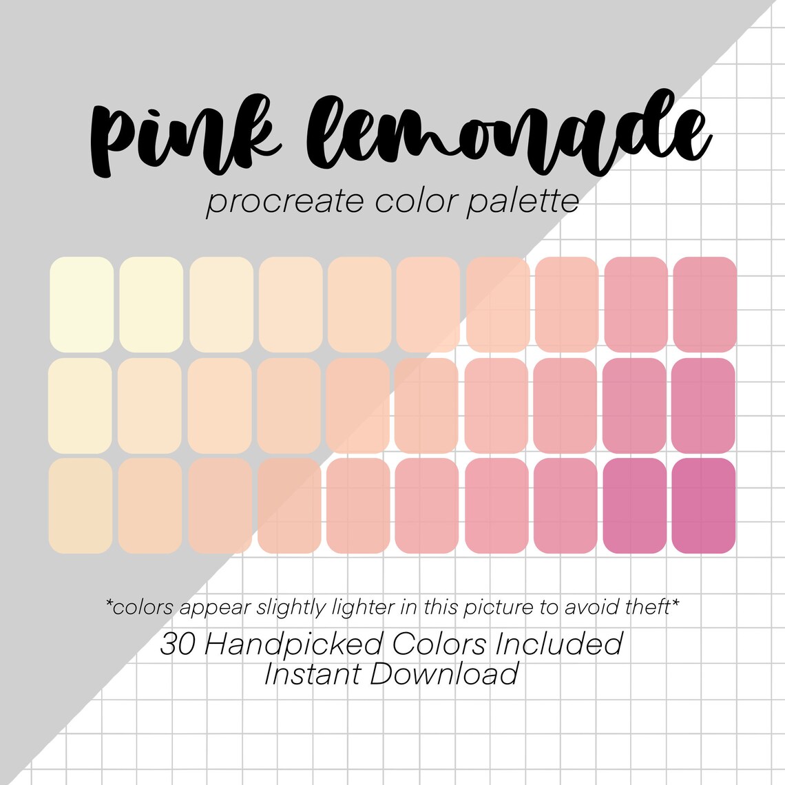 Pink Lemonade Procreate Color Palette (30 Colors) | Swatches | iPad ...