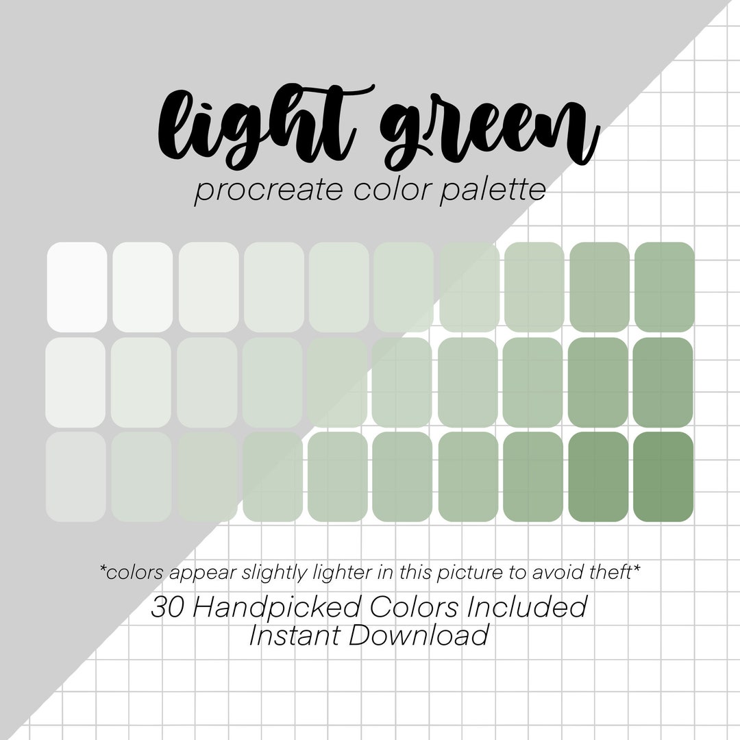 Light Green Procreate Color Palette (30 Colors) | Swatches | iPad ...