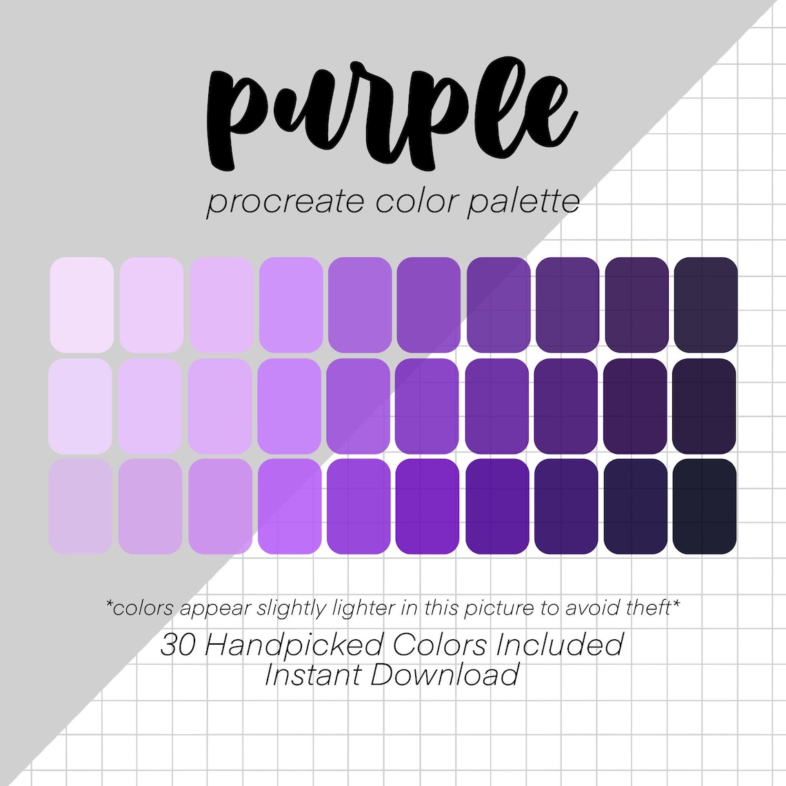 Purple Procreate Color Palette (30 Colors) | Swatches | iPad Lettering ...