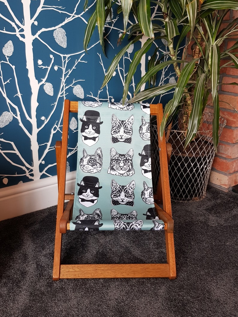Dapper Cats Print Deckchair Kids, Junior, Adult Frame Sizes. Cats in ...