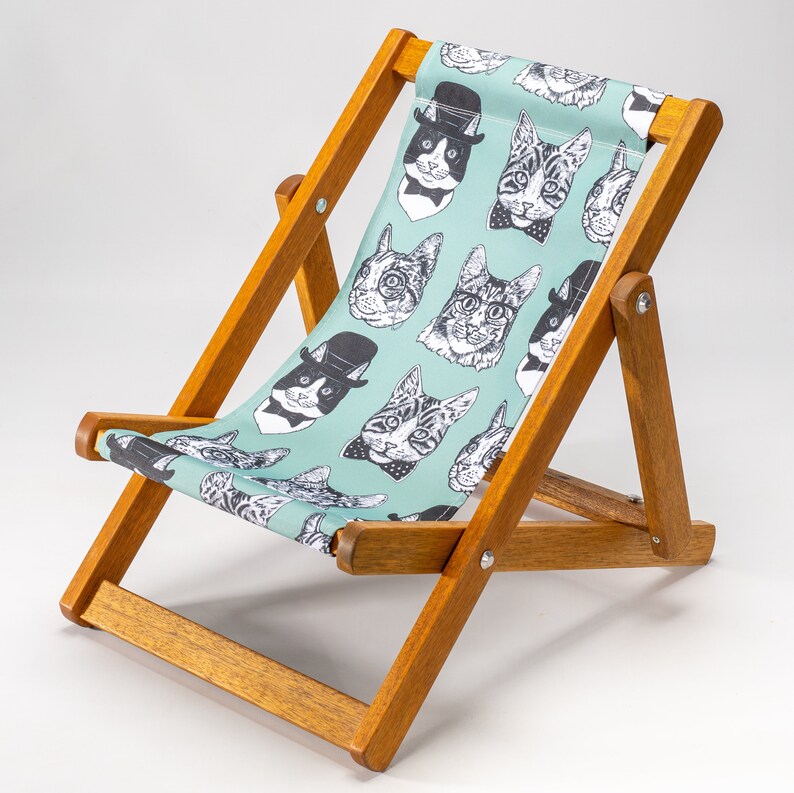 Dapper Cats Print Deckchair Kids, Junior, Adult Frame Sizes. Cats in Hats. Anthropomorphic Cat ...