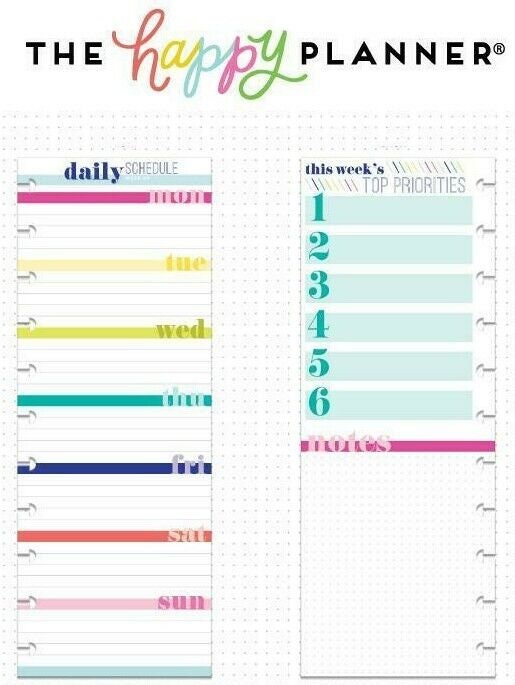 Happy Planner BIG Half Sheet Note Paper NEW Sealed Daily Schedule Notes ...