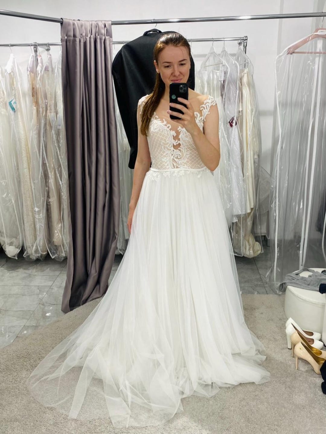 Pattern Wedding Dress No Sleeves / Lace Wedding Gown / Eter - Etsy