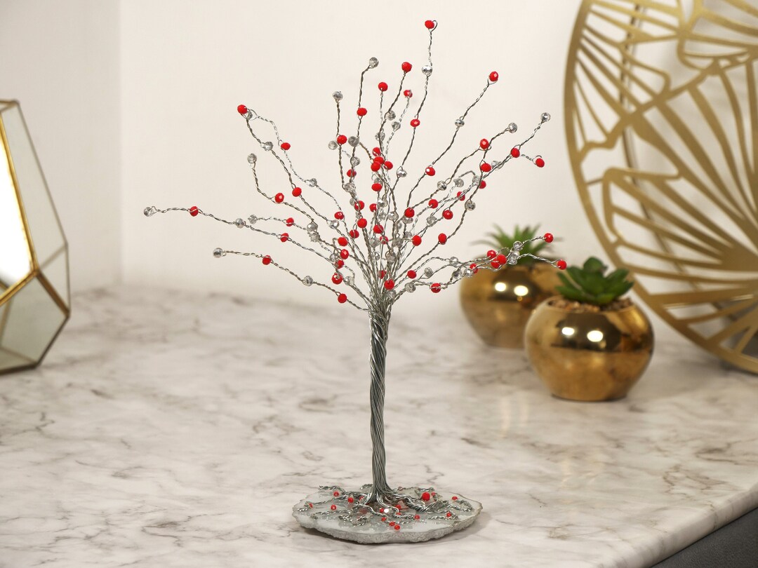 Wire Tree Sculpture Forest Silver Tree Crystal Tree Pearl - Etsy