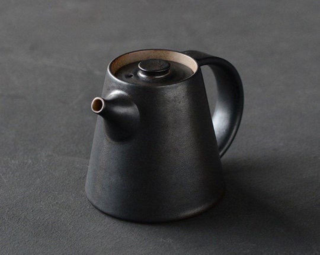 Black Ceramic Teapot Porcelain Tea Pot 225ml - Etsy