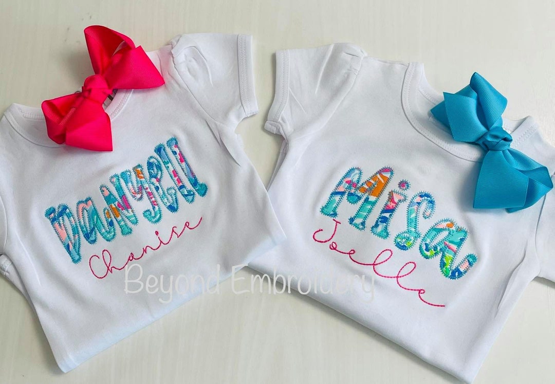 Girls Applique Monogram, Girls Personalized Shirt, Monogram Shirt - Etsy