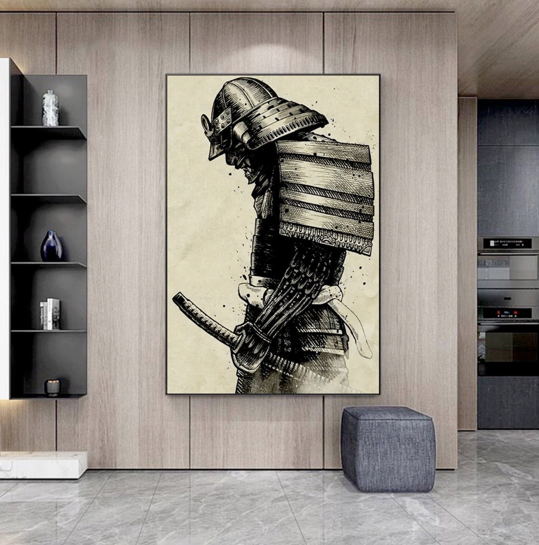 98 3 Samurai Warrior Print on Canvas, Japanese Art, Japanese Decor ...