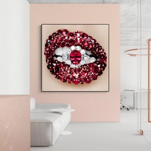 2223 Makeup Prints, Diamond Lips Print, Make up Digital Poster, Lips ...