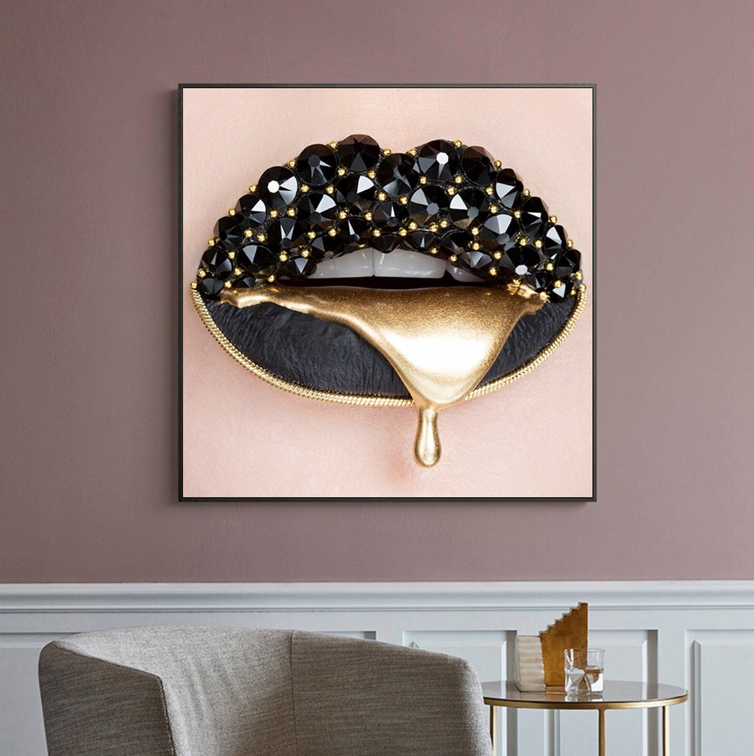 2225 Makeup Prints, Black Lips Print, Make up Digital Poster, Lips ...
